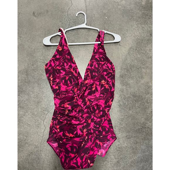 L.L. Bean | Swim | Llbean Womens Pink Floral One Piece Wrap Look ...